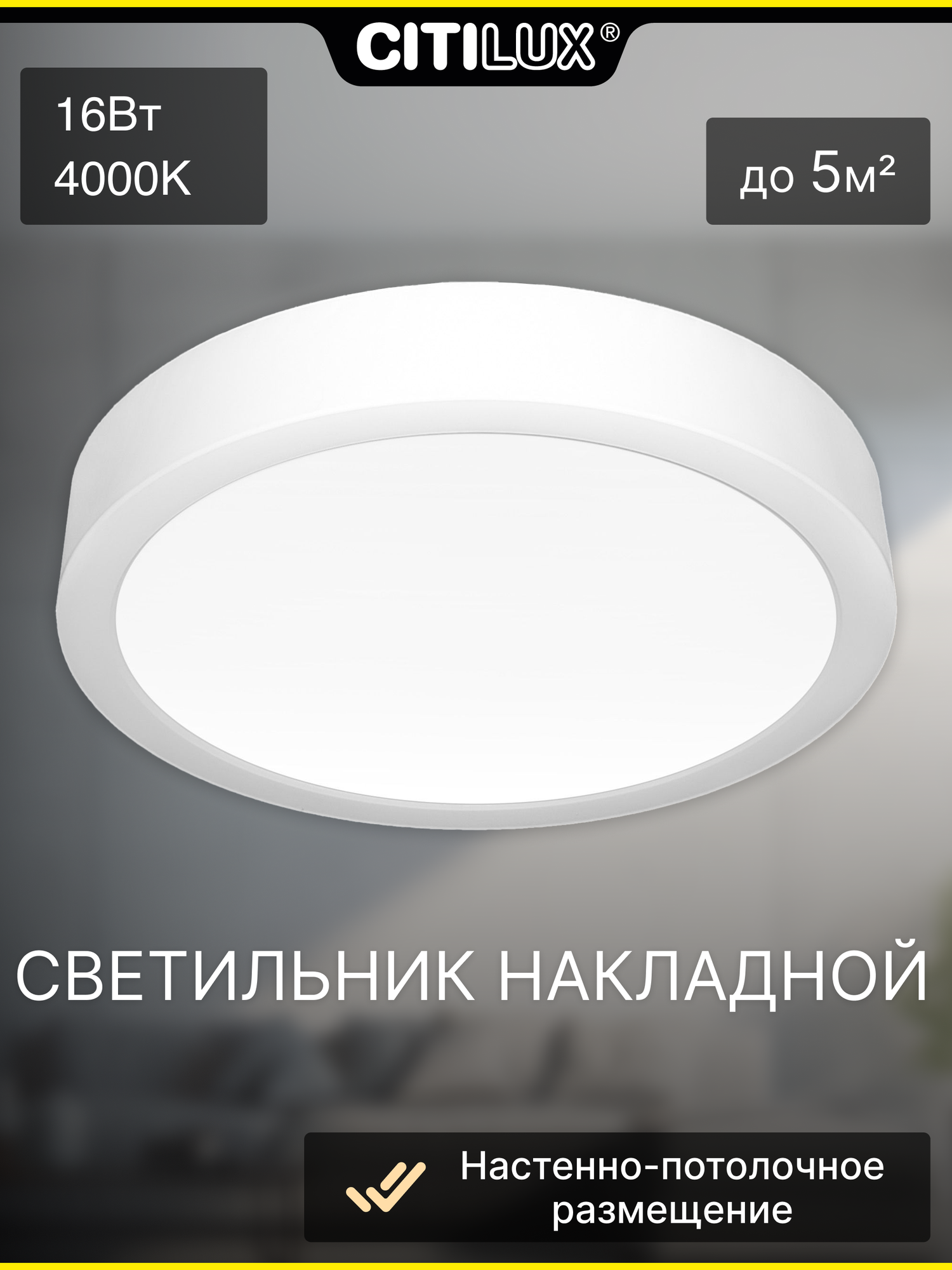Светильник накладной светодиодный Citilux Галс CL5516N, 16Вт