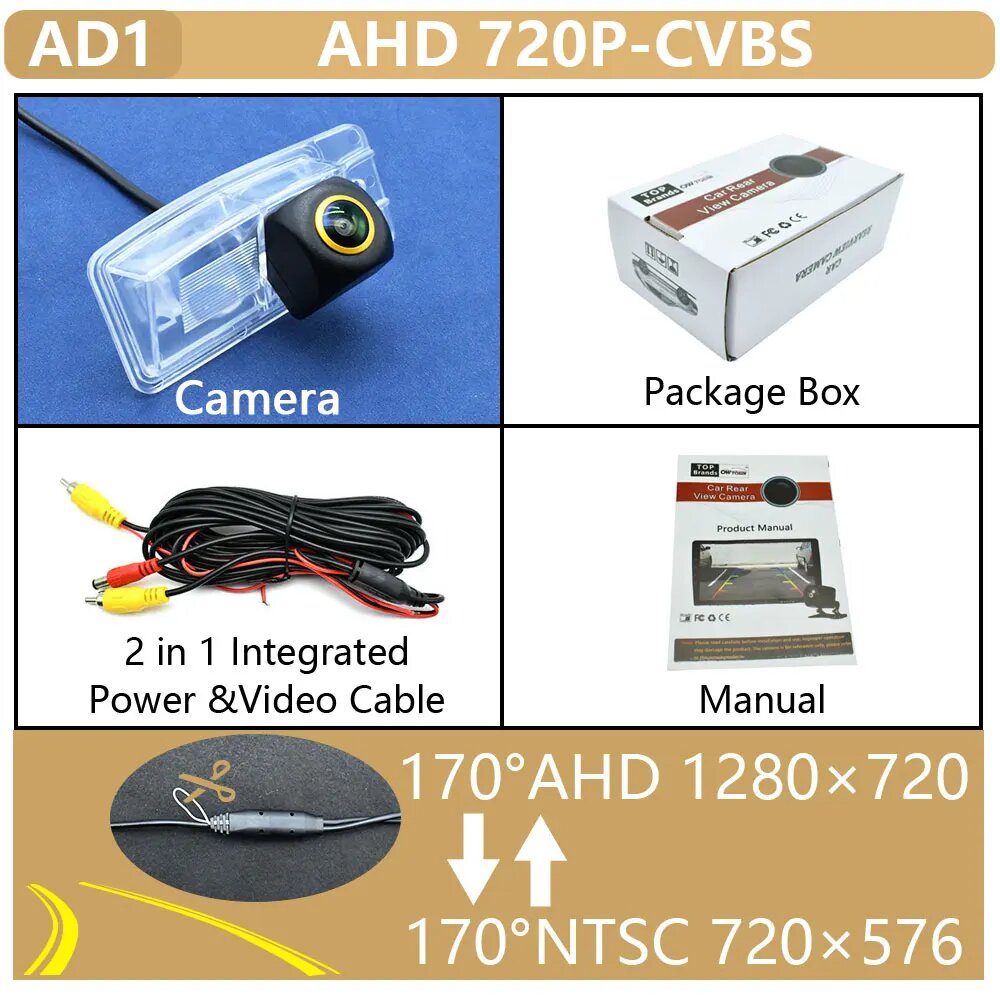 Автомобиль HD Golden Lens 170г ° Камера заднего вида AHD 1080P для Nissan AHD 720 Dynamic