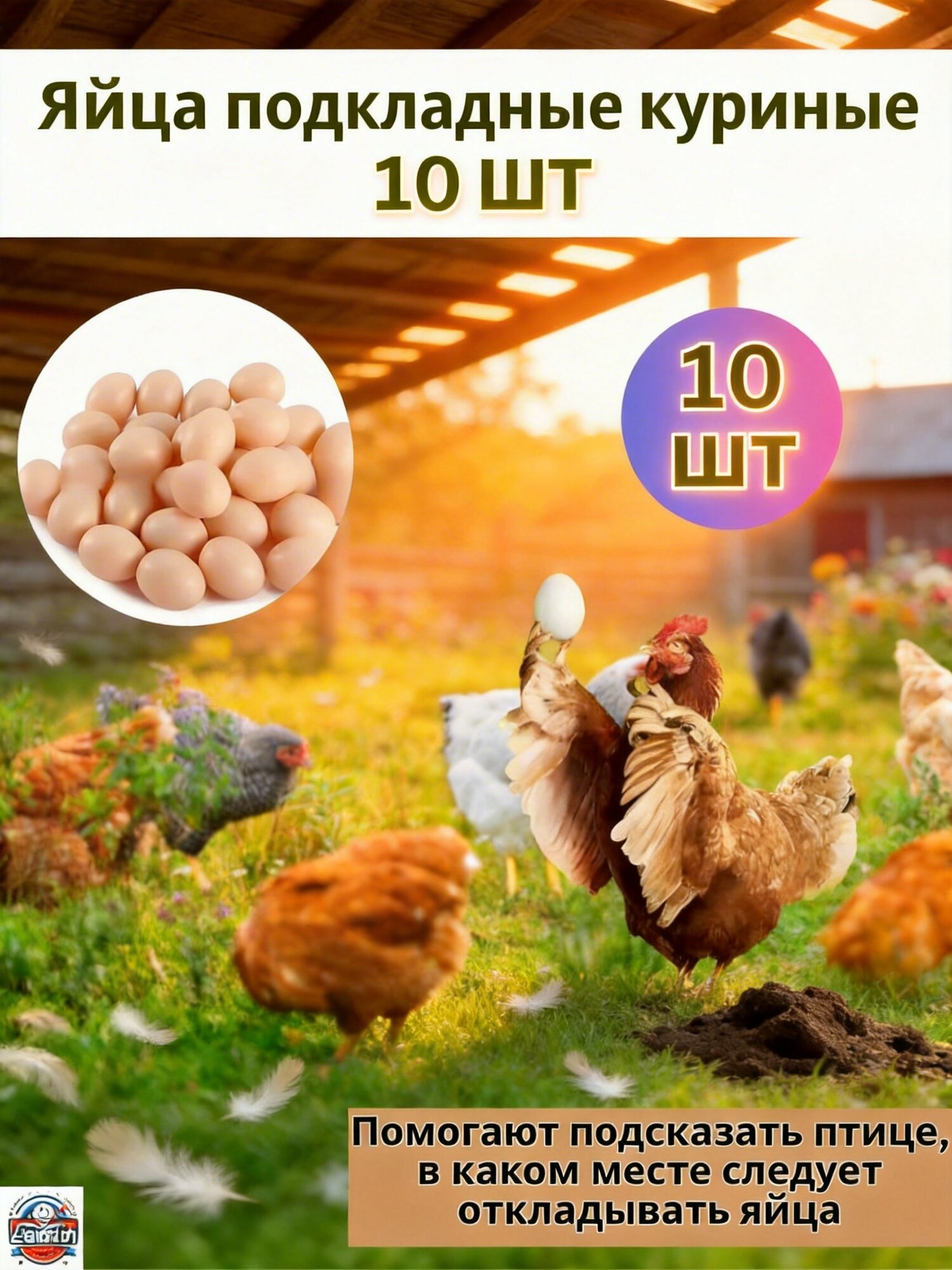 Подкладные яйца для кур, набор из 10 пластиковых для стимулирования кладки, приучения к гнездам и предотвращения расклева