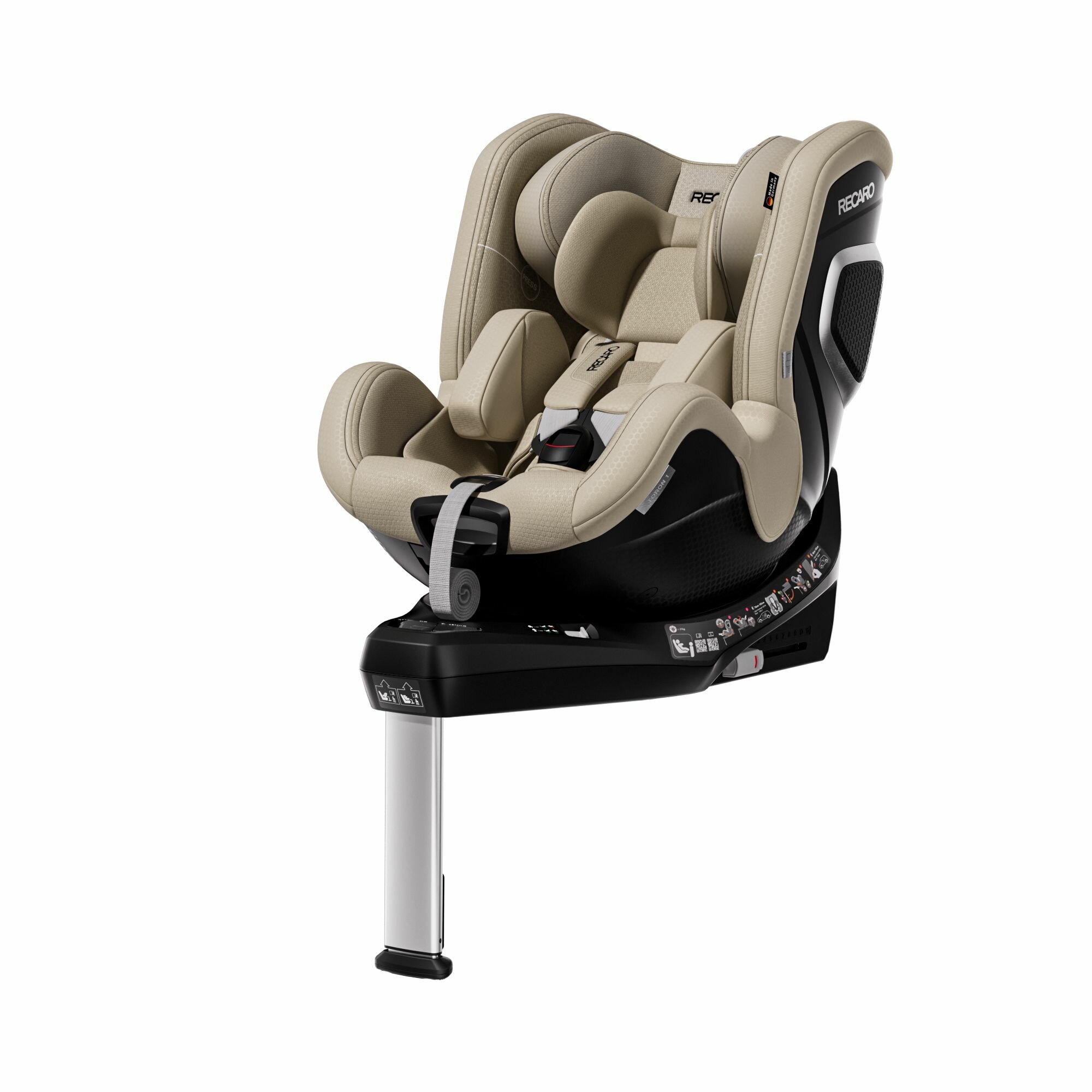 Автокресло Recaro Toron 1 Elegant Beige, с рождения до 4 лет, с базой, поворотный механизм