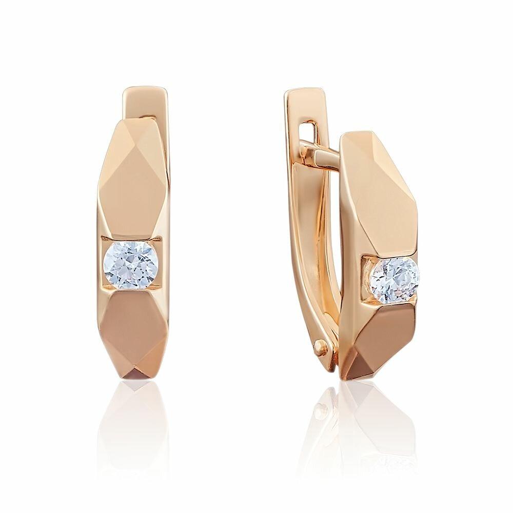 Серьги, красное золото, 585 проба, бриллиант