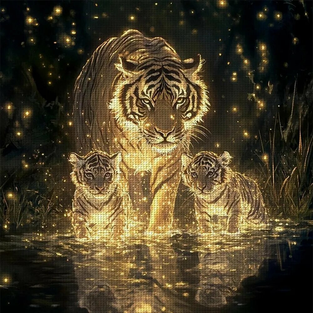 Набор для вышивания крестиком: светящиеся тигры, киты, колибри, 40 40 см, декор для гостиной