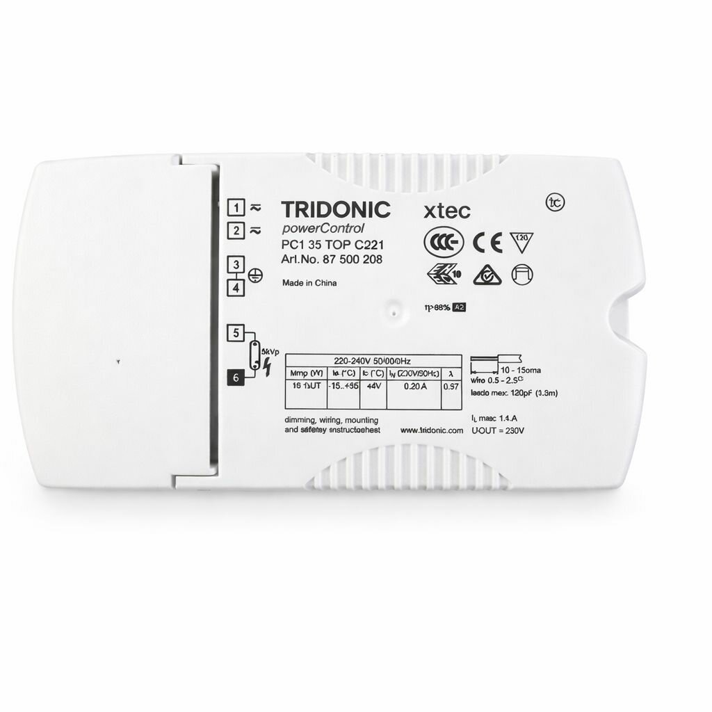 Tridonic Трансформатор PCI 35w 230v независимый светодиодный драйвер для светильников(провод и клема в комплекте) 87 500 208