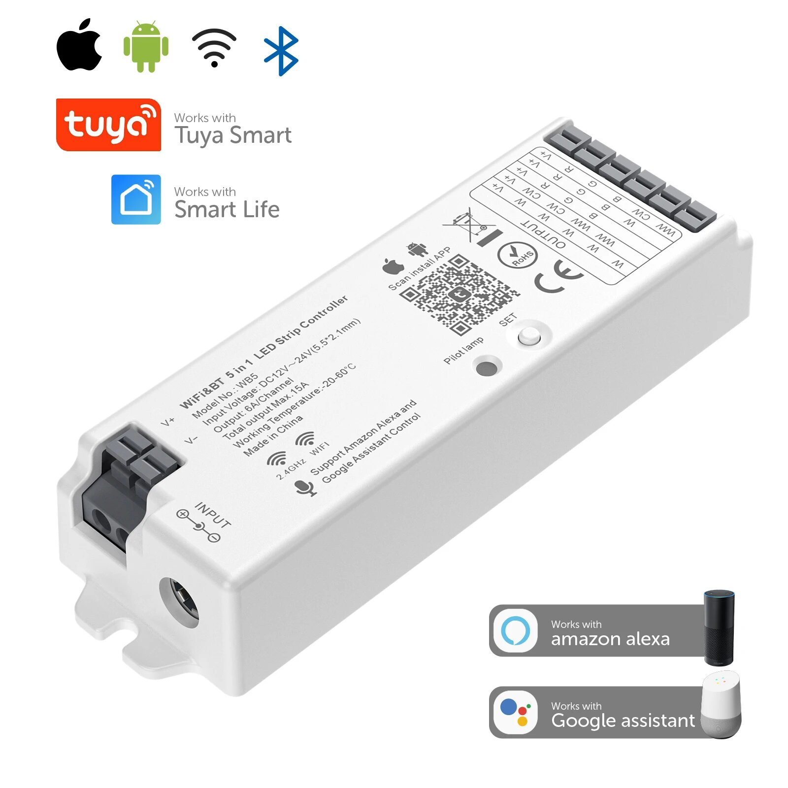 BTF-LIGHTING RGBW Wi-Fi диммер для LED ленты, Color: BT Wifi Voice Box
