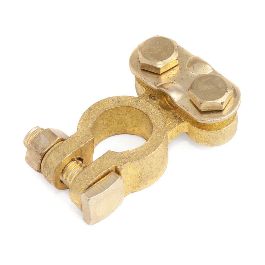 Клемма АКБ "AUTOPROFI" универсальная, крепление жилы планкой, латунь, 1шт.