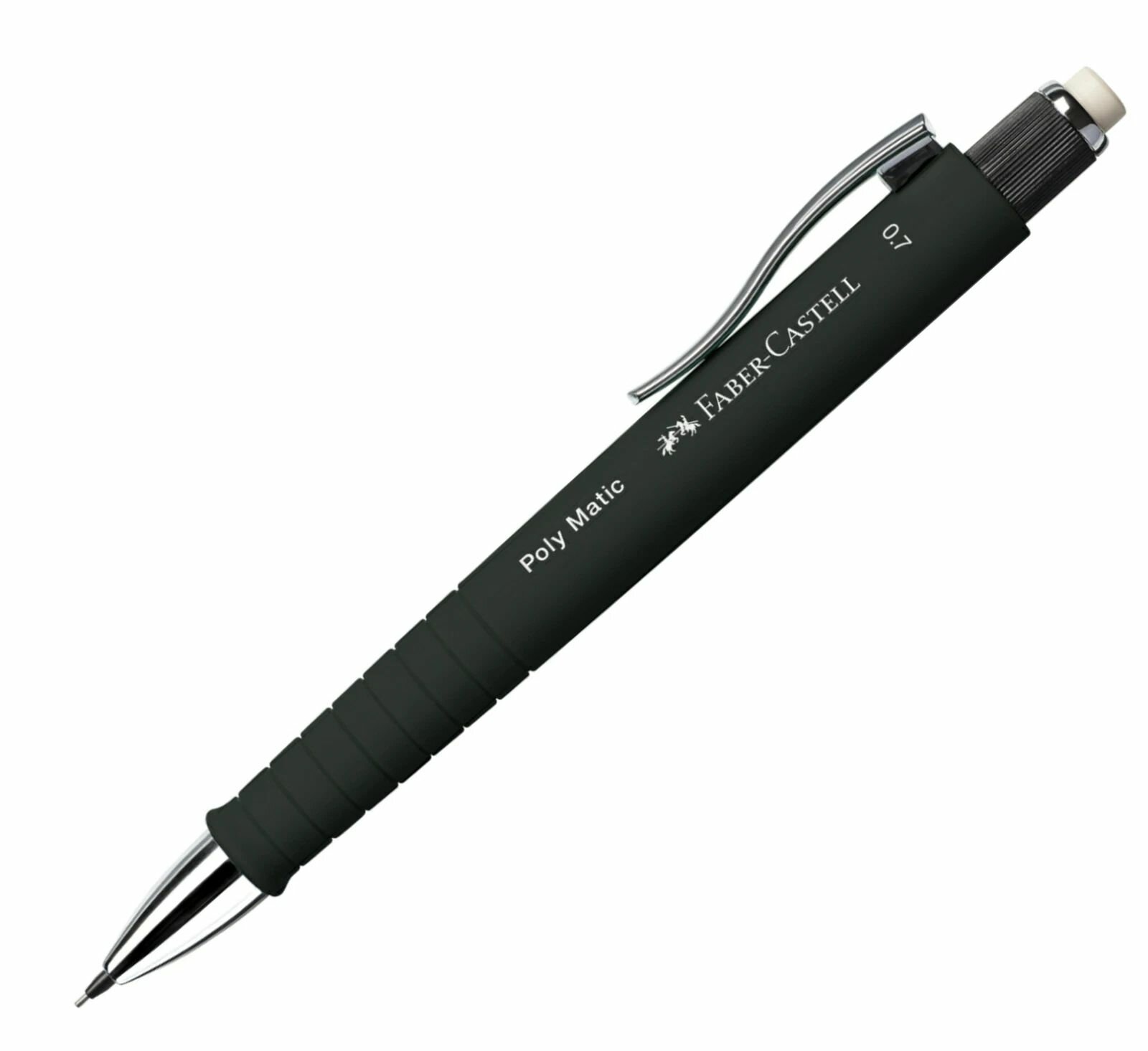 Карандаш механический 0,7 мм, Faber-Castell "Poly Matic", с ластиком, черный