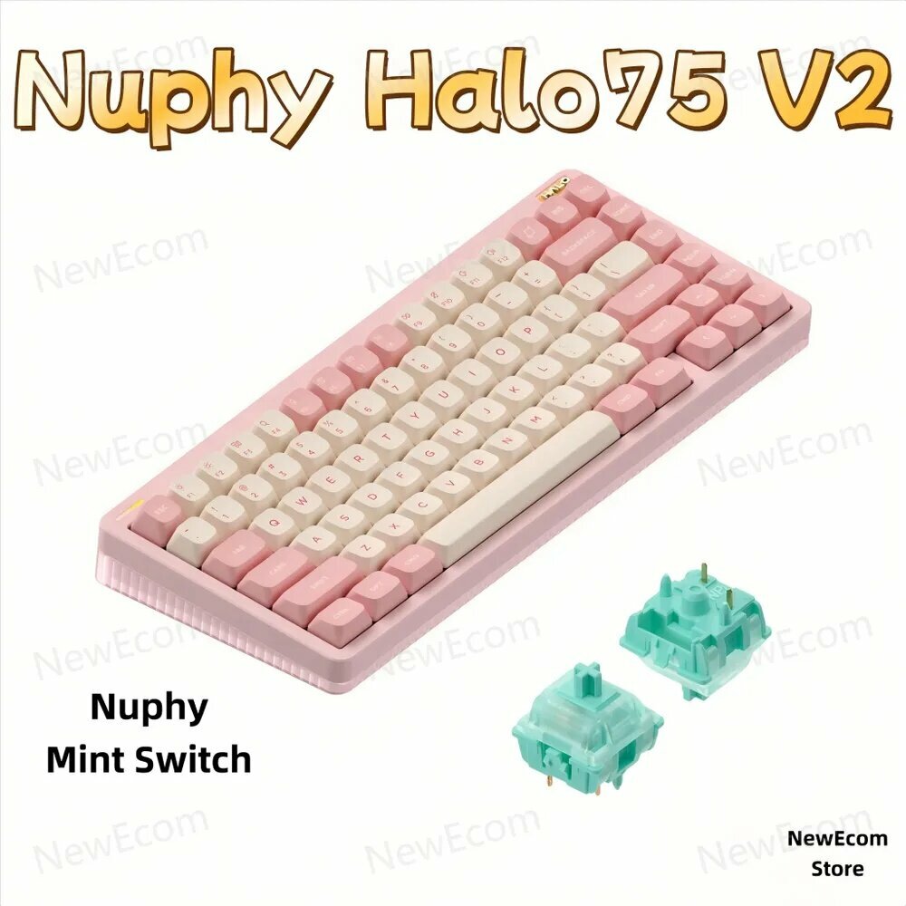 NuPhy Клавиатура беспроводная Halo75 V2 Mint Switch, (Nuphy Mint), Английская раскладка, розовый