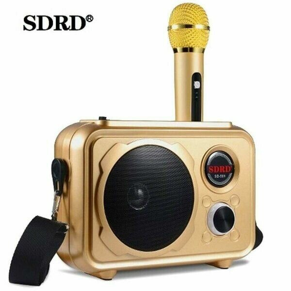 Караоке система SDRD SD-501 золотистая Bluetooth, беспроводной микрофон в комплекте