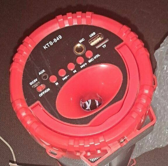 Беспроводная колонка KTS-849 Bluetooth акустика 5W FM USB, microSD, MIC (6.3), AUX microUSB красная