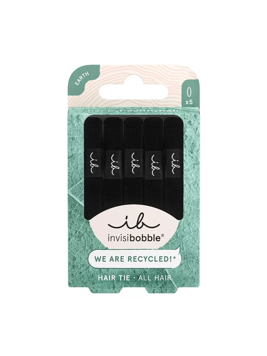 Эластичная резинка для волос HAIR TIE EARTH BLACK, 5 шт.
