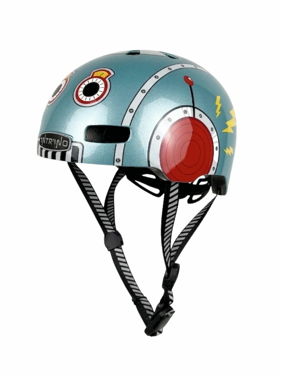 Шлем детский Intrino Halo Tin Robot 48-52 см лёгкий ABS для мальчика, для девочки, самоката и велосипеда