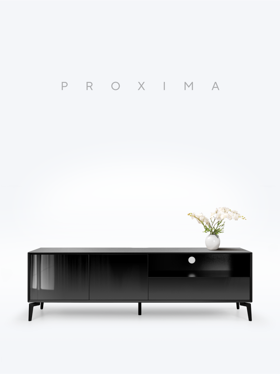 Тумба под ТВ MetalDesign, Proxima MD 7156.01.01, 177х42х55 см, черный - черный