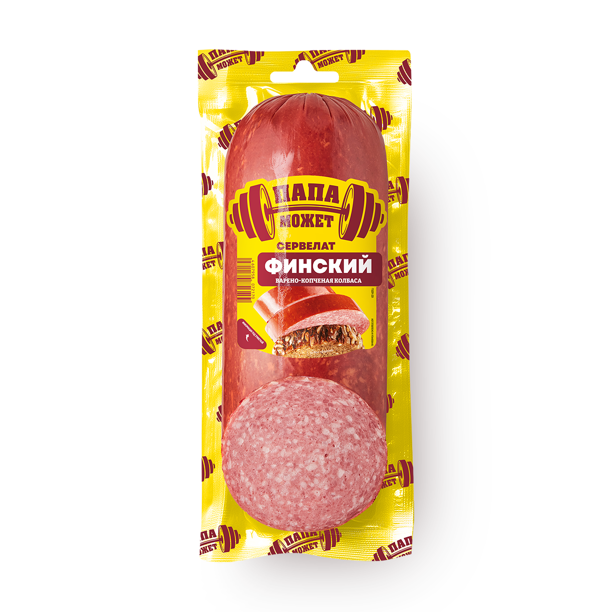 Колбаса "Папа может!" Финский сервелат, варёно-копчёная, кусок, 350г