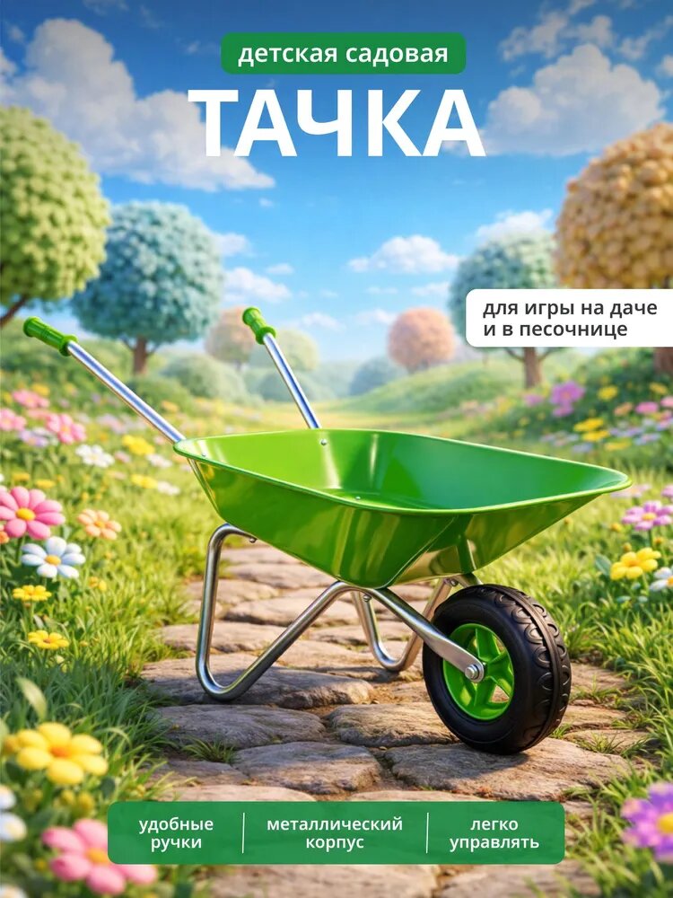 Тачка садовая детская, тележка для песка игрушечная, садовая тачка для детей, набор для игры в песке