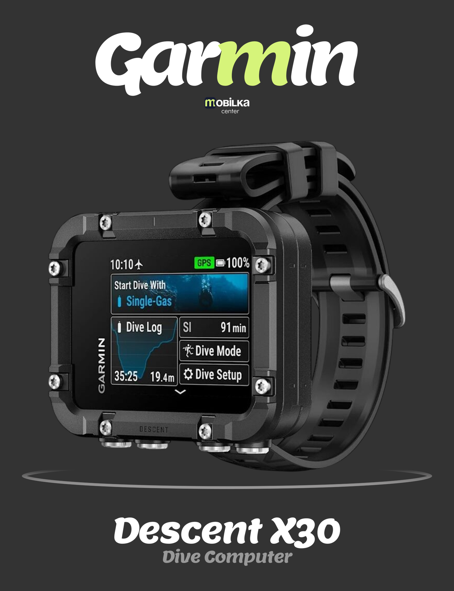 Дайв-компьютер Garmin Descent X30 черный, цветной дисплей 010-03892-10