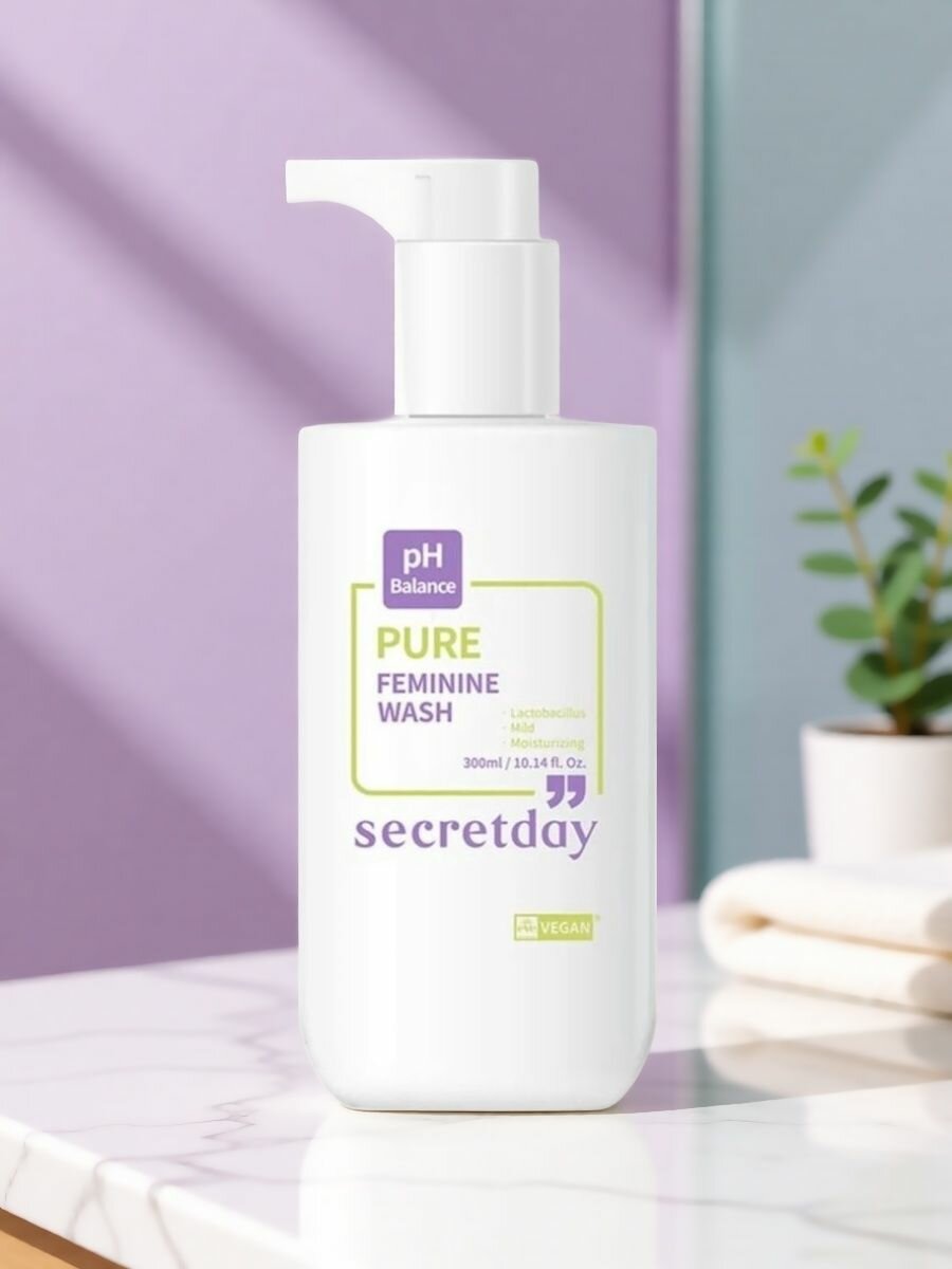 Жидкое мыло для интимной гигиены Secret day Pure 300 мл, веганское