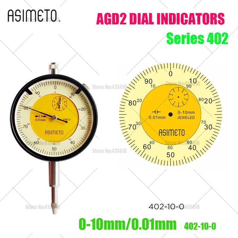 Индикатор часовой ASIMETO 402, 0-10mm, 402-10-0