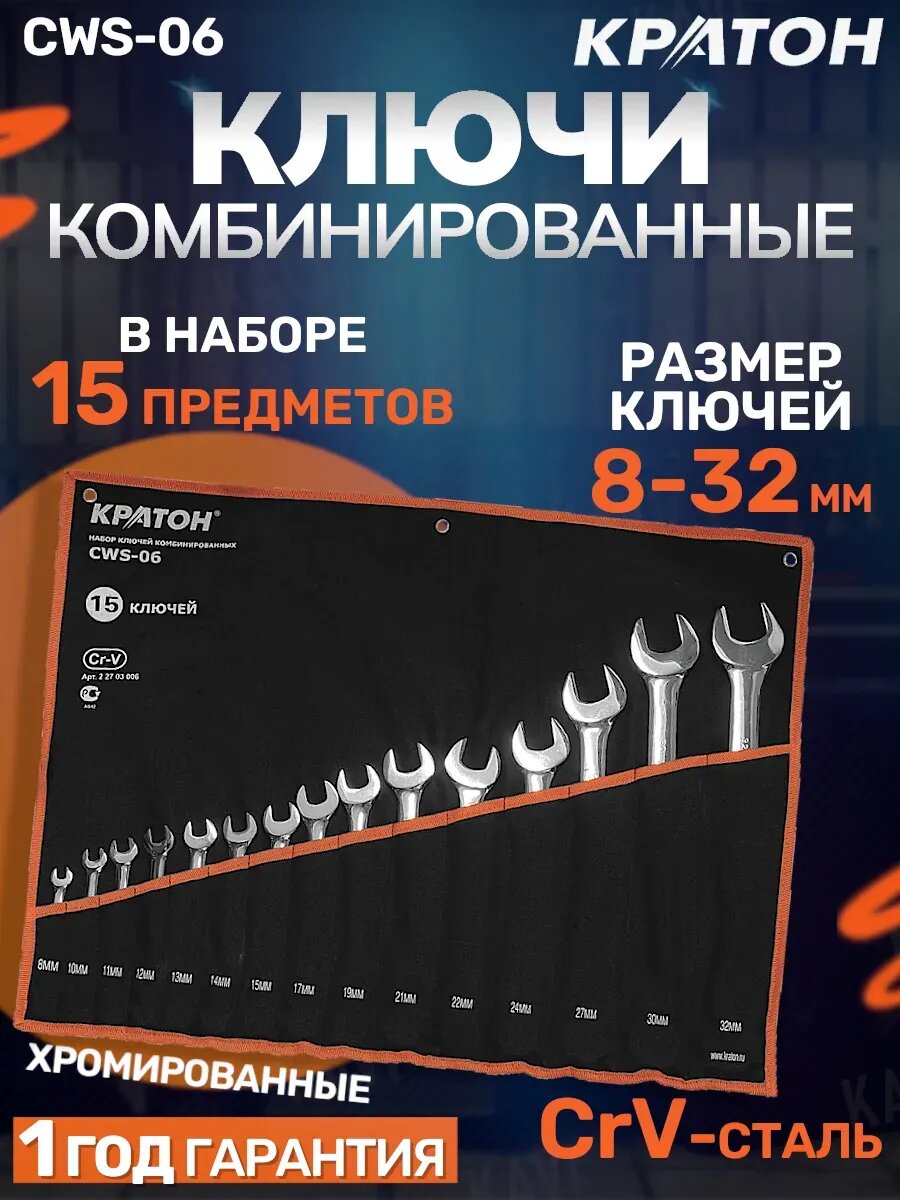 Набор ключей комбинированных CWS-06 (15шт)