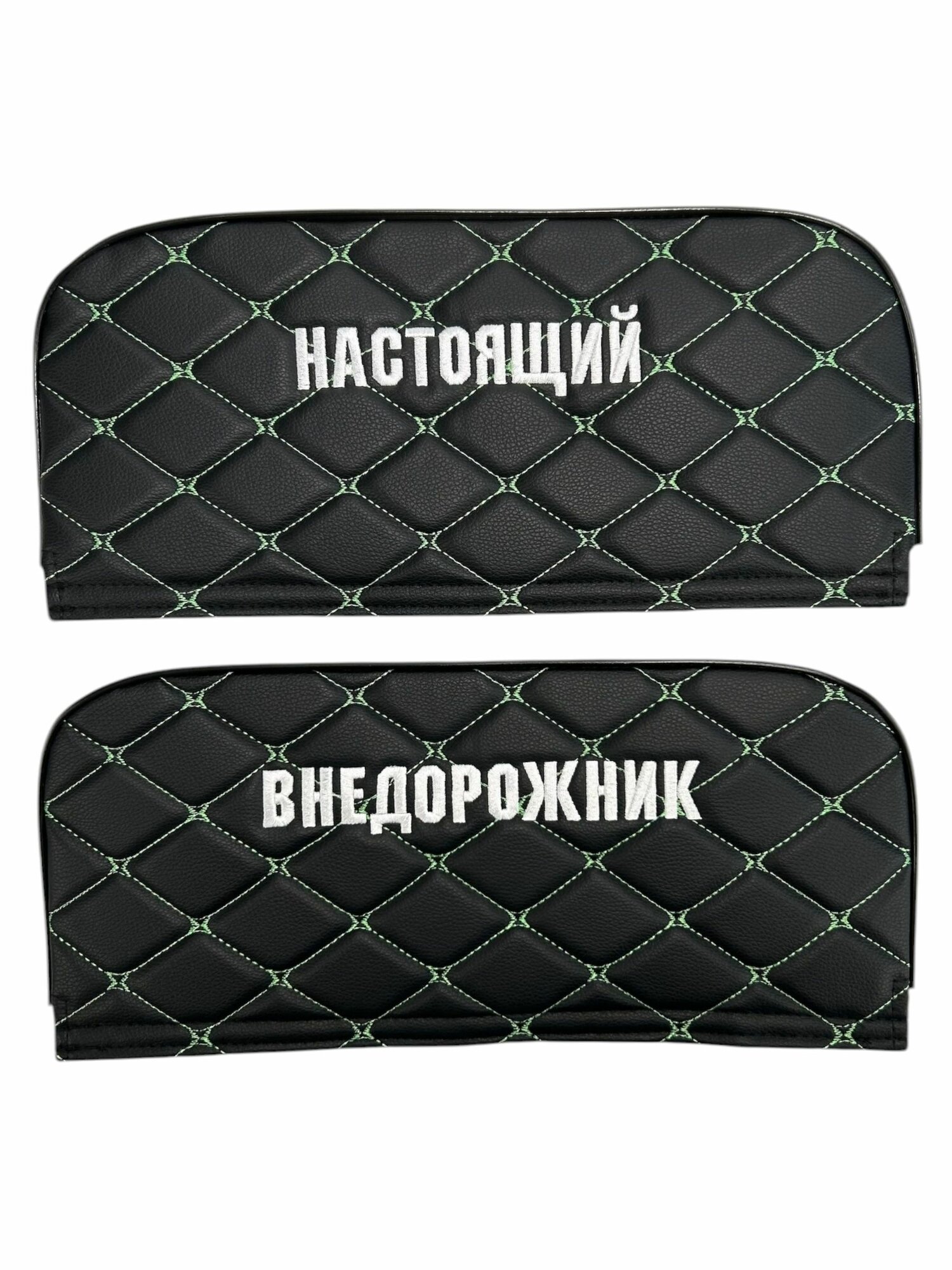 Чехлы на козырьки УАЗ 469 3151, 452 "настоящий внедорожник" зеленый ромб