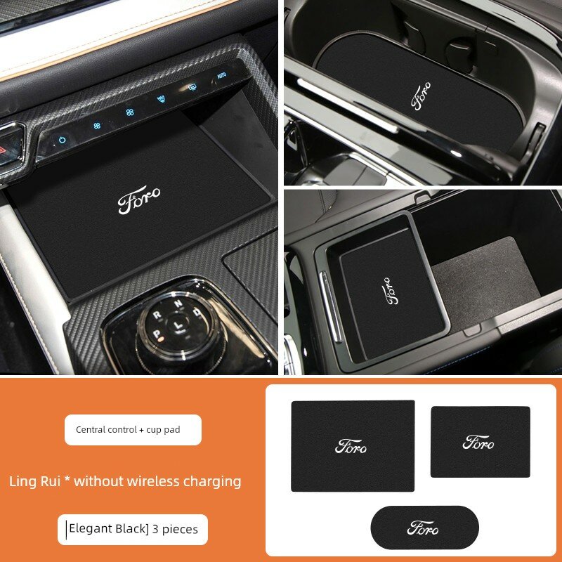 Набор для центральной консоли и подстаканников Ford Edge без беспроводной зарядки в черном цвете, премиальные