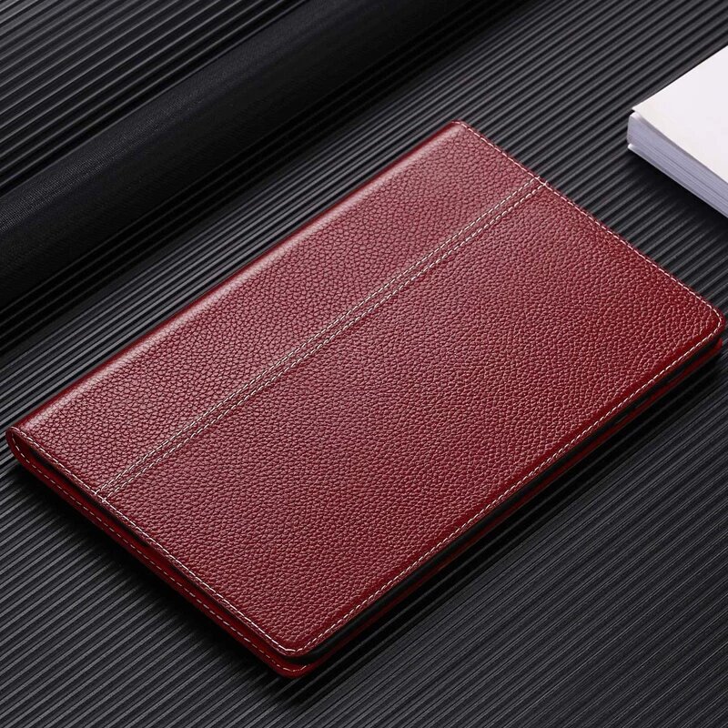 Кожаный чехол для iPad Pro 2024 13 дюймов, красный, текстура личи