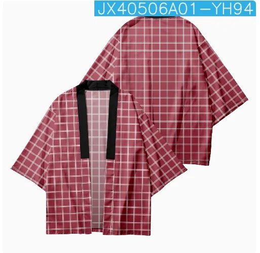 Кимоно в клетку красное, JX40506A01-YH94, XL