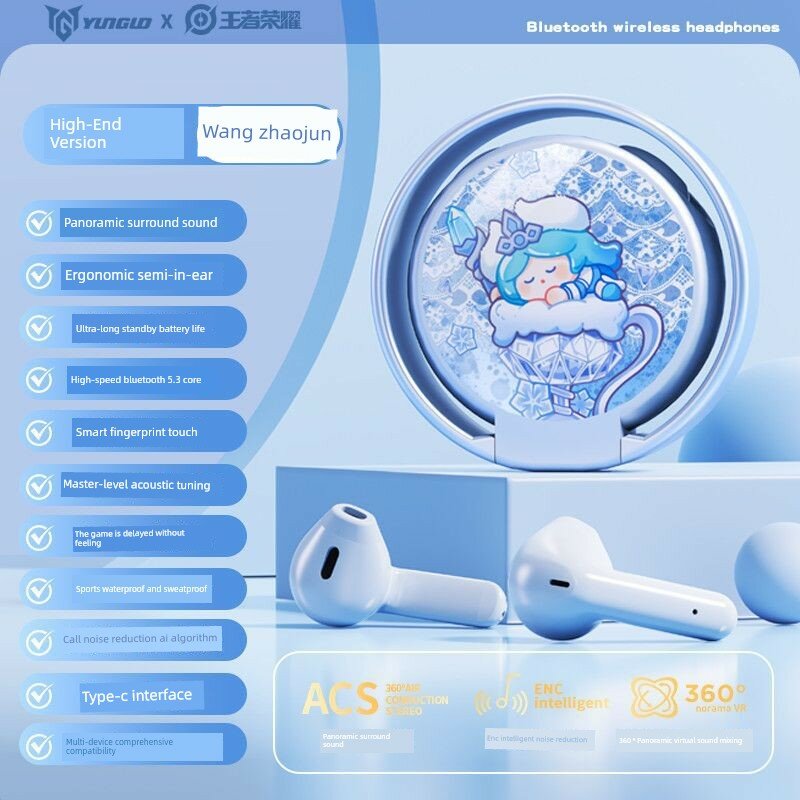 Ограниченная серия Honor of Kings беспроводные наушники Bluetooth полной вставки для спорта, совместимые с iPhone и