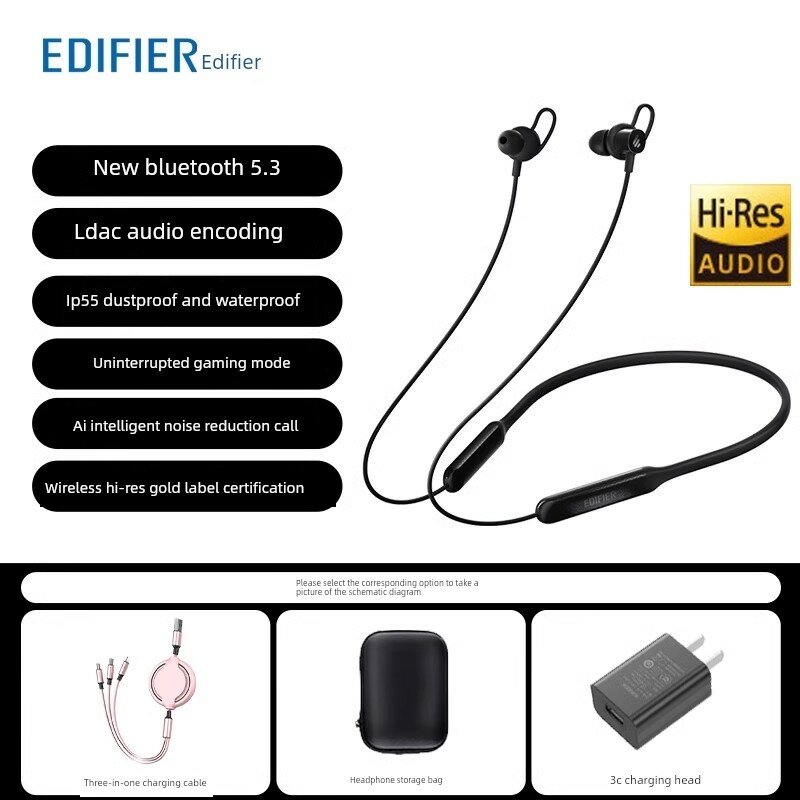 Беспроводные наушники Bluetooth W200BT Free с мини-чехлом для наушников, черный для бега игр спорта