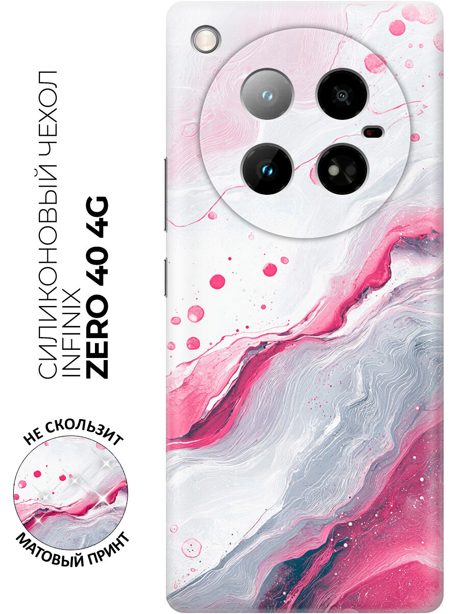 Силиконовый чехол на Infinix Zero 40 4G с принтом "Бело-розовый срез"