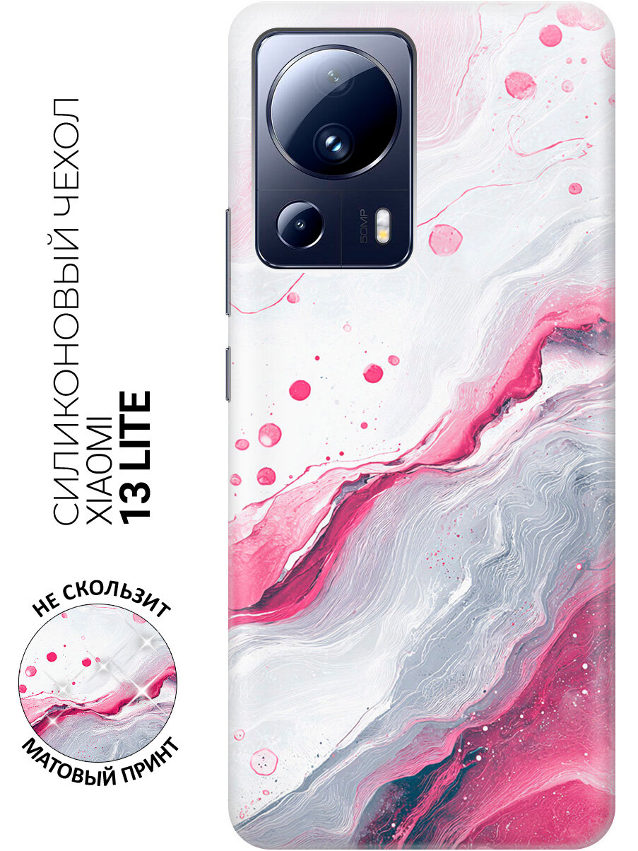 Силиконовый чехол на Xiaomi 13 Lite с принтом "Бело-розовый срез"