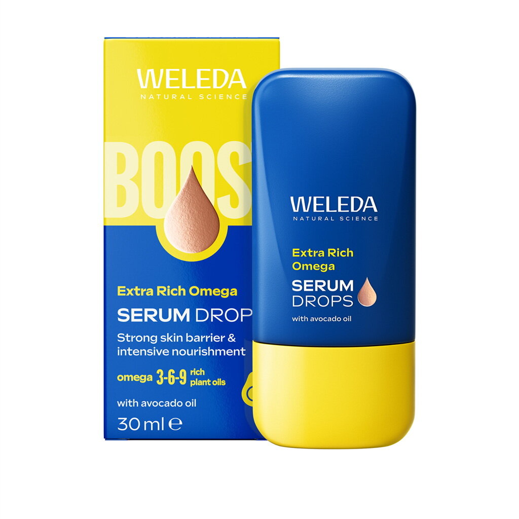 Сыворотка-бустер для лица Extra Rich Omega Serum Drops, 30 мл, Weleda (Веледа) для сухой кожи, без отдушек