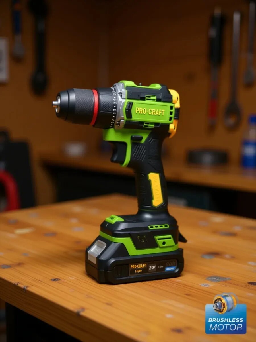 Шуруповёрт Pro-Craft PA18LiPro, бесщёточный, 20В, 1 аккумулятор, кейс