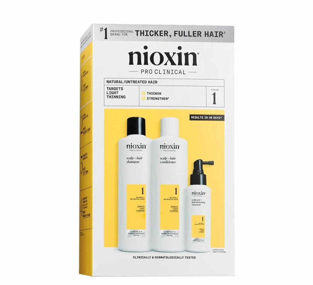 NIOXIN, System 1, Косметический набор для восстановления волос, 150 мл+150 мл+50 мл