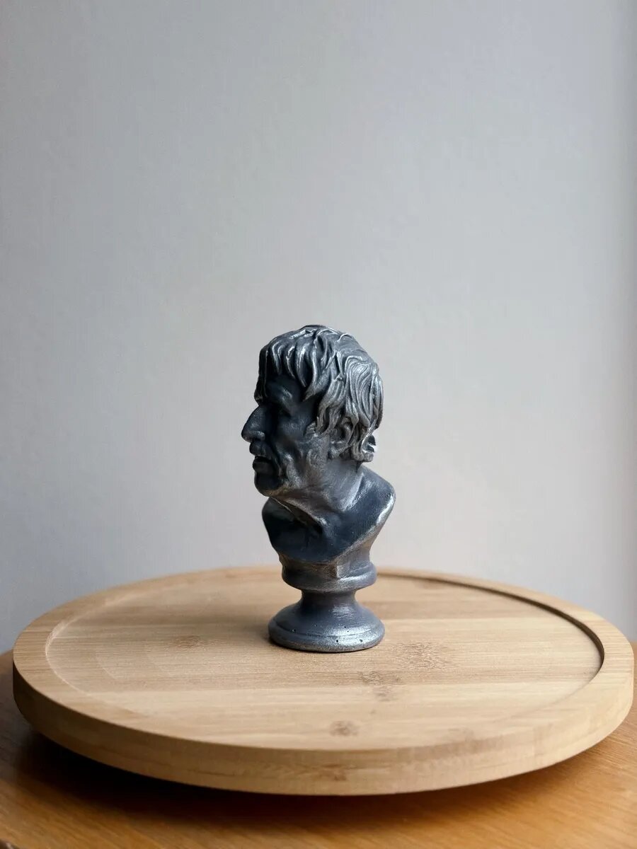 Статуэтка бюст Сенека, 13 см, из гипса, ручная работа, в цвете — фото 1