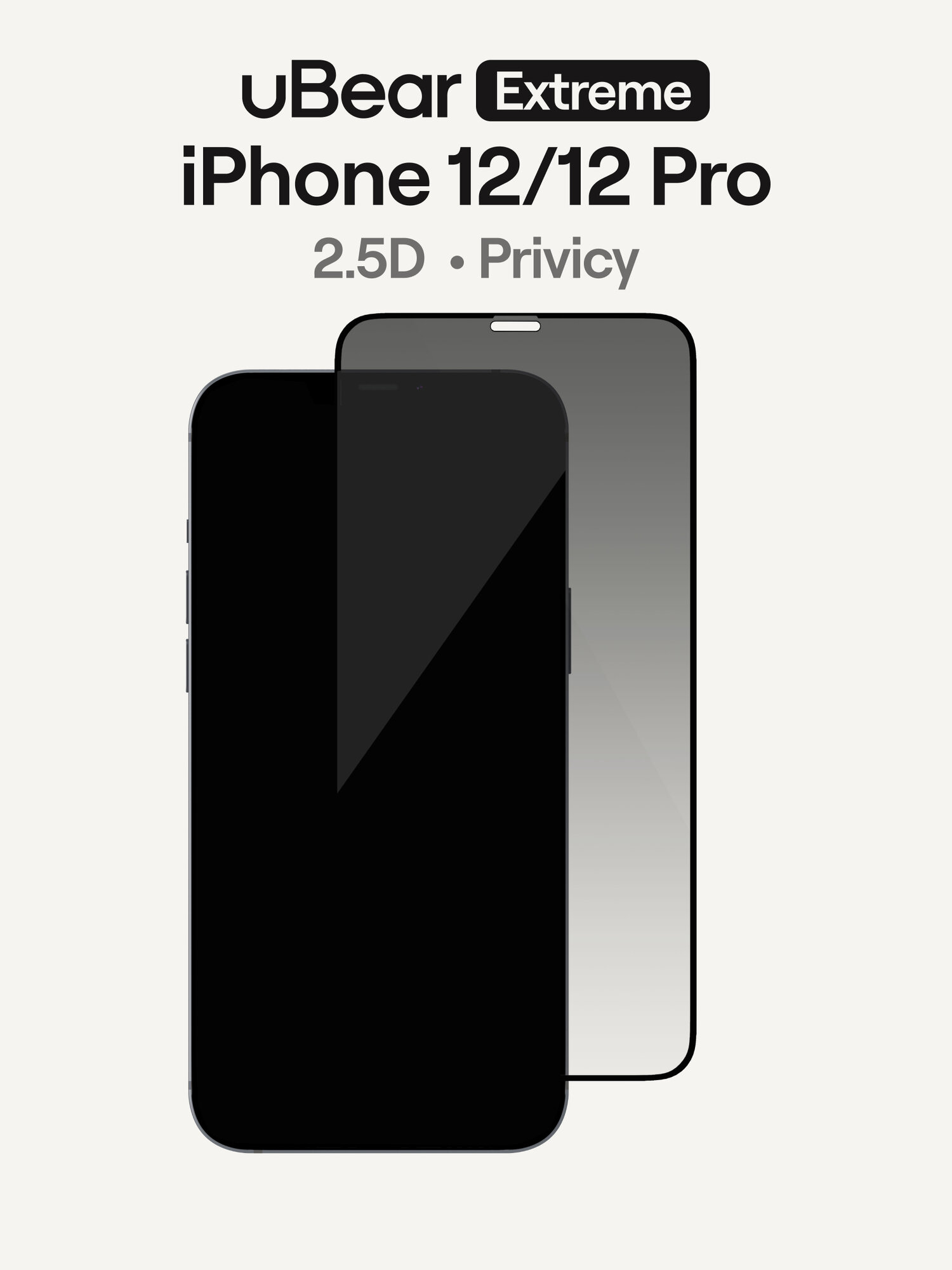 Защитное стекло uBear для iPhone 12 /12 Pro, Privacy Extreme Nano Shield Black 0,3mm