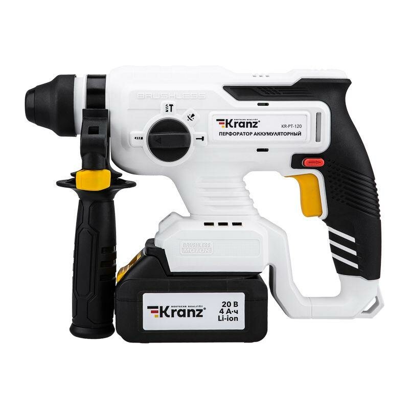 Перфоратор аккумуляторный SDS-plus 2.2Дж 1х4А. ч в кейсе Kranz KR-PT-120