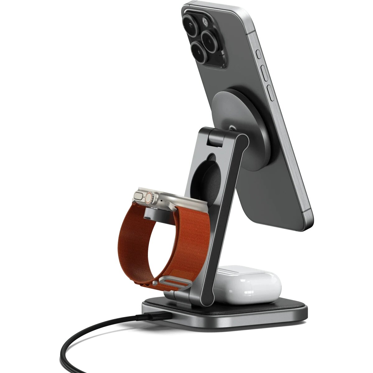 Беспроводное зарядное устройство SATECHI ST-Q31FM-EA, USB-C, USB-C, 15Вт, серый, data-кабель USB-C в комплекте