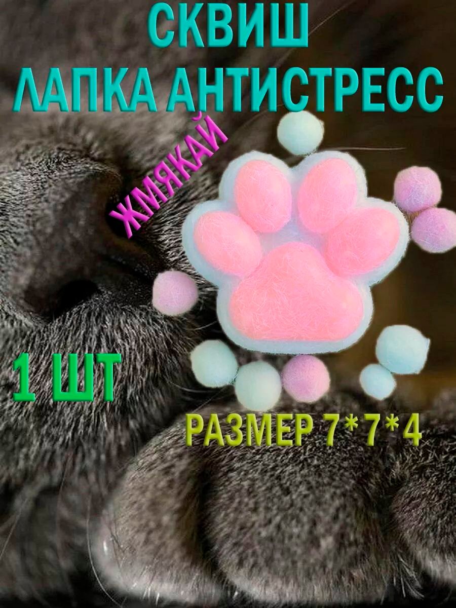 Сквиш лапка котика мягкая таба скользун детский 3+