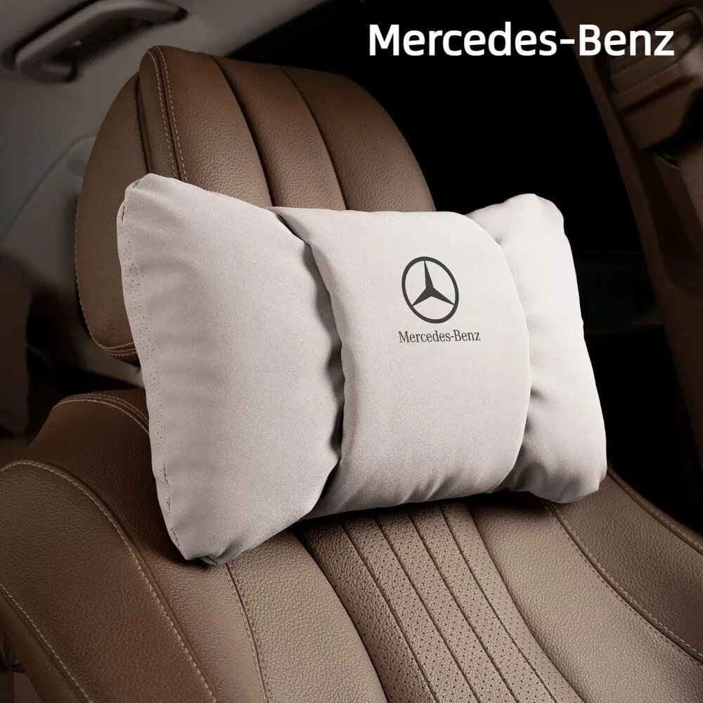 Подушка автомобильная на подголовник Mercedes-Benz, Экозамша, 1 шт.