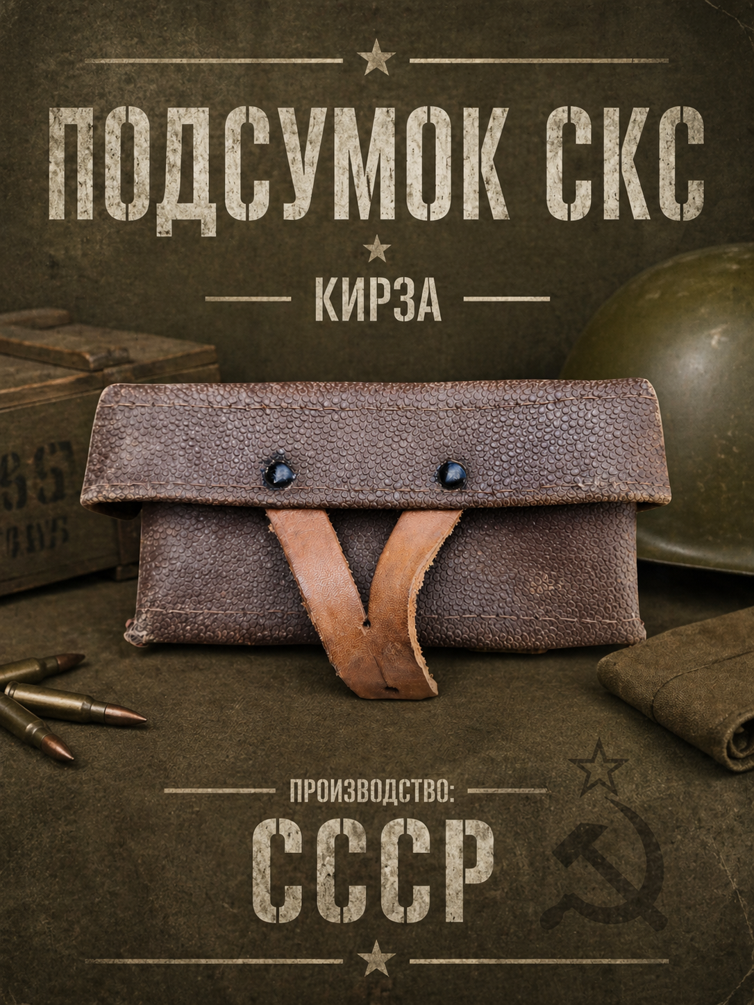Подсумок СКС, Подсумок для карабина Симонова кирзовый, производство СССР