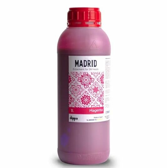 Чернила для печати экосольвентные Dippa Madrid пурпурные (M), бутыль 1 л
