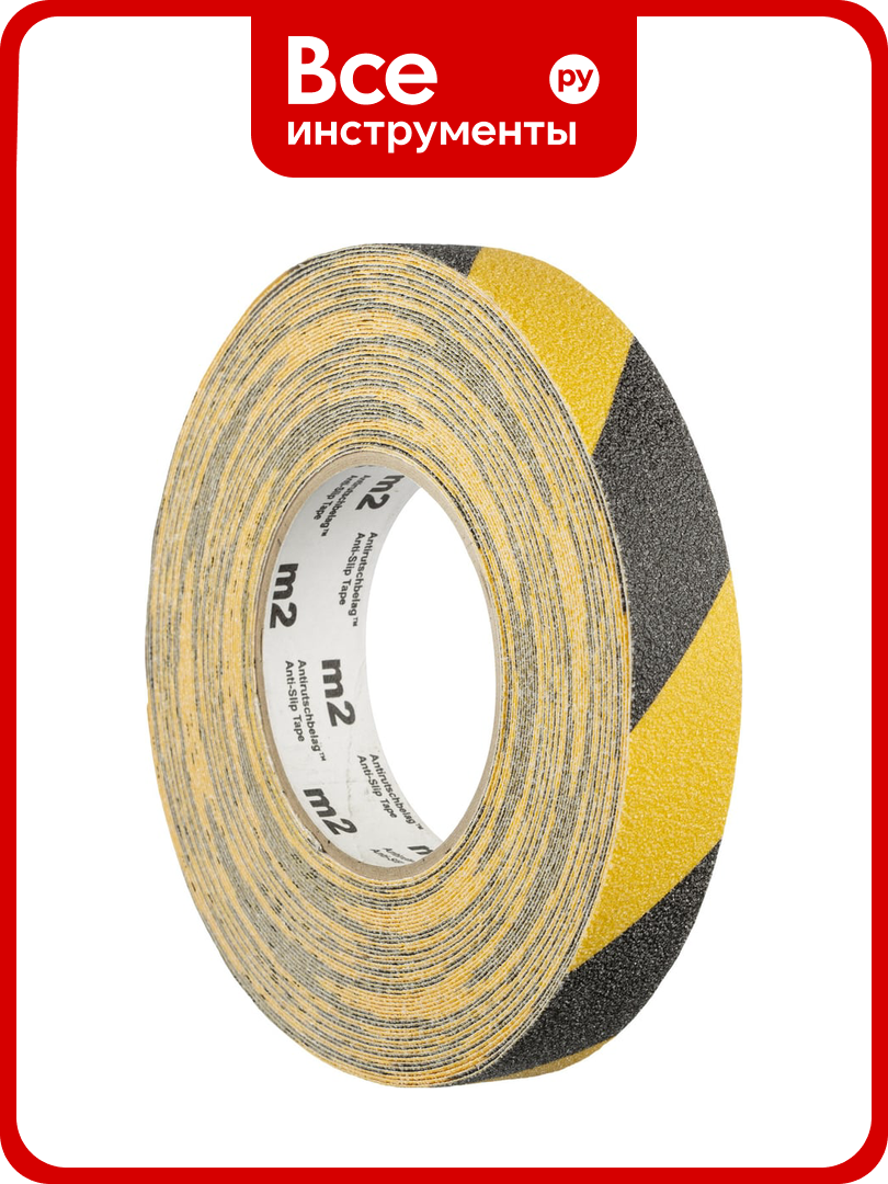 Противоскользящая лента Mehlhose GmbH цвет желто-черный, 25 мм х 18,3 м M1WR025183