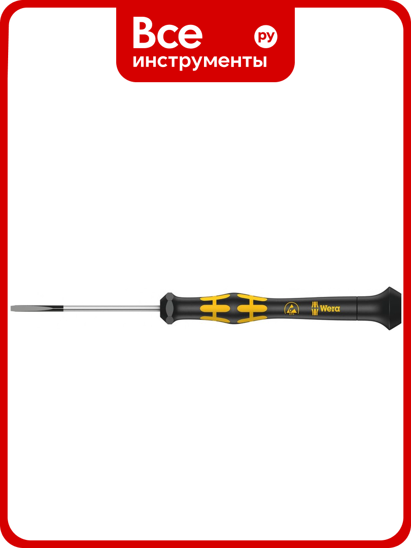 Отвертка WERA 1578 A ESD MICRO WE-030104, антистатическая, прямая рукоятка из материала, для точных работ