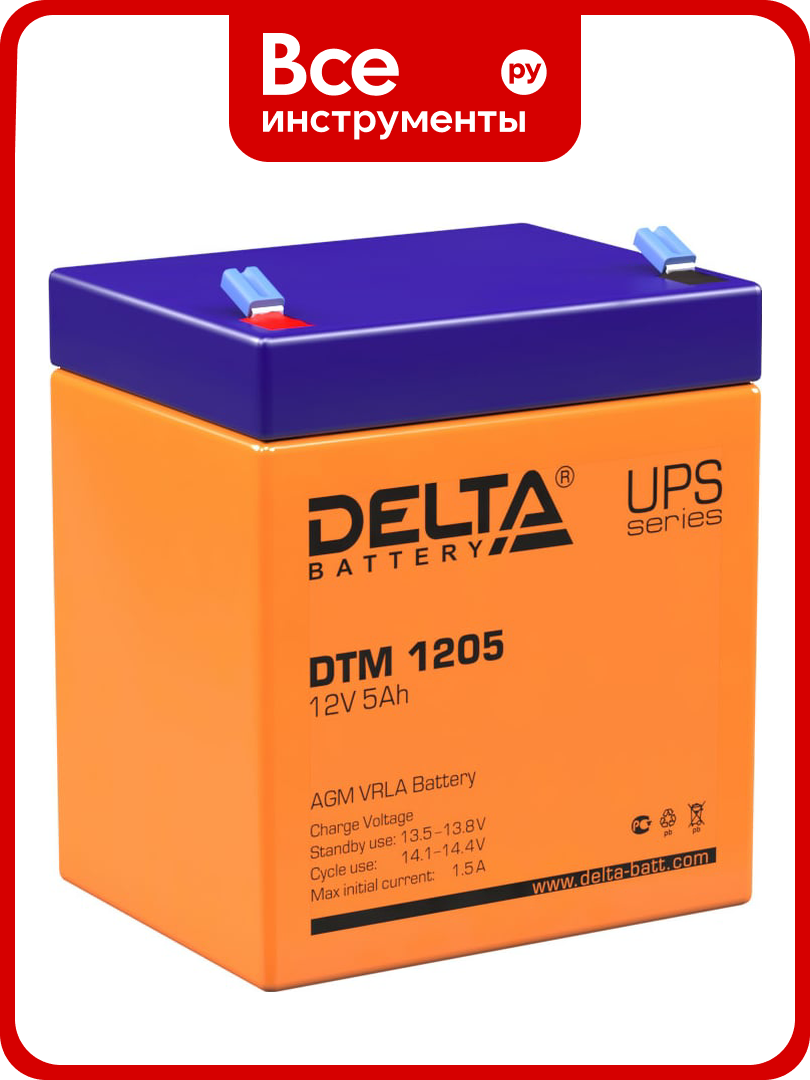 Батарея, Delta, аккумуляторная DTM 1205, применения в переносных и, используется прямая полярность технология