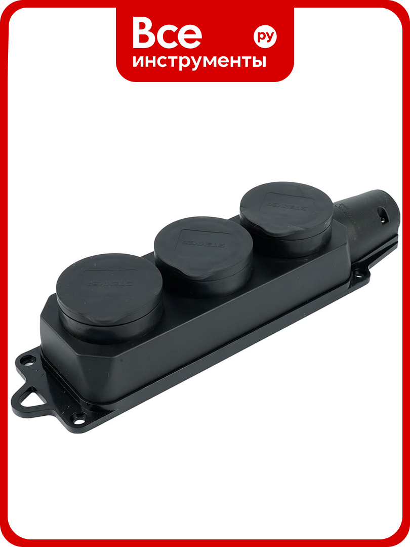 Переносная штепсельная розетка STEKKER трёхместная, 230В 16А IP44 RST16-23-44 РП 16-334 32739