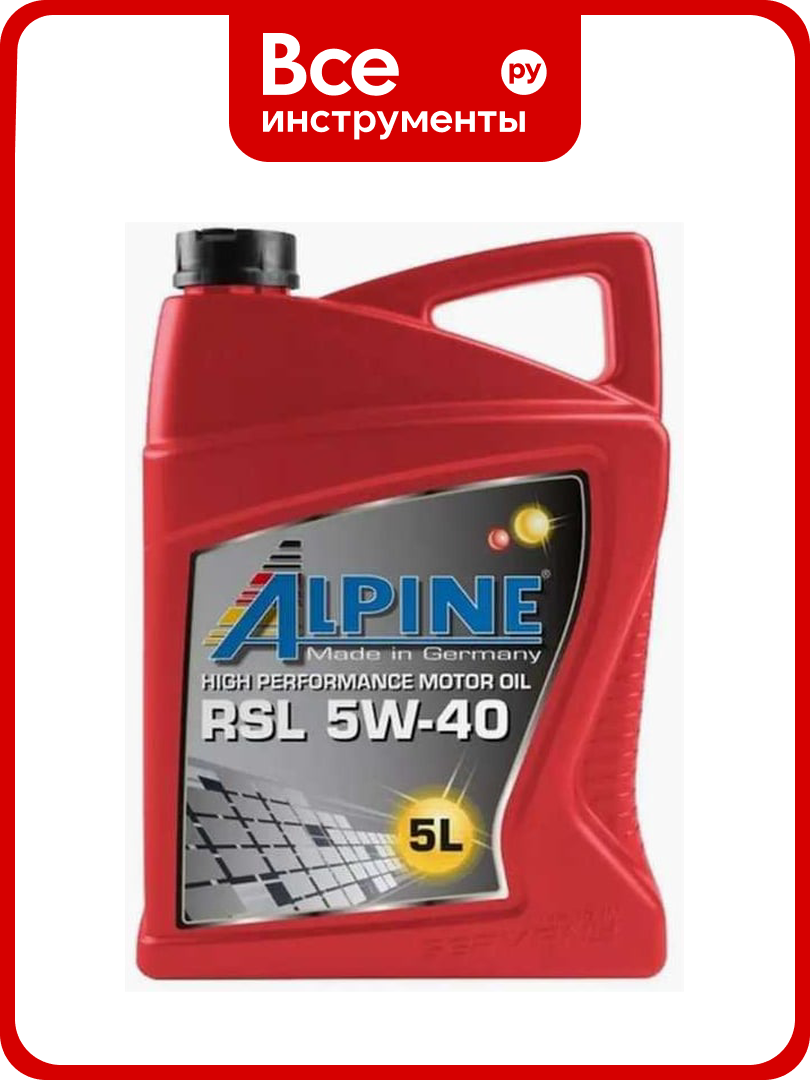 Масло моторное синтетическое Alpine RSL 5W-40 5L, гидрокрекинговое, подходит для дизельных двигателей
