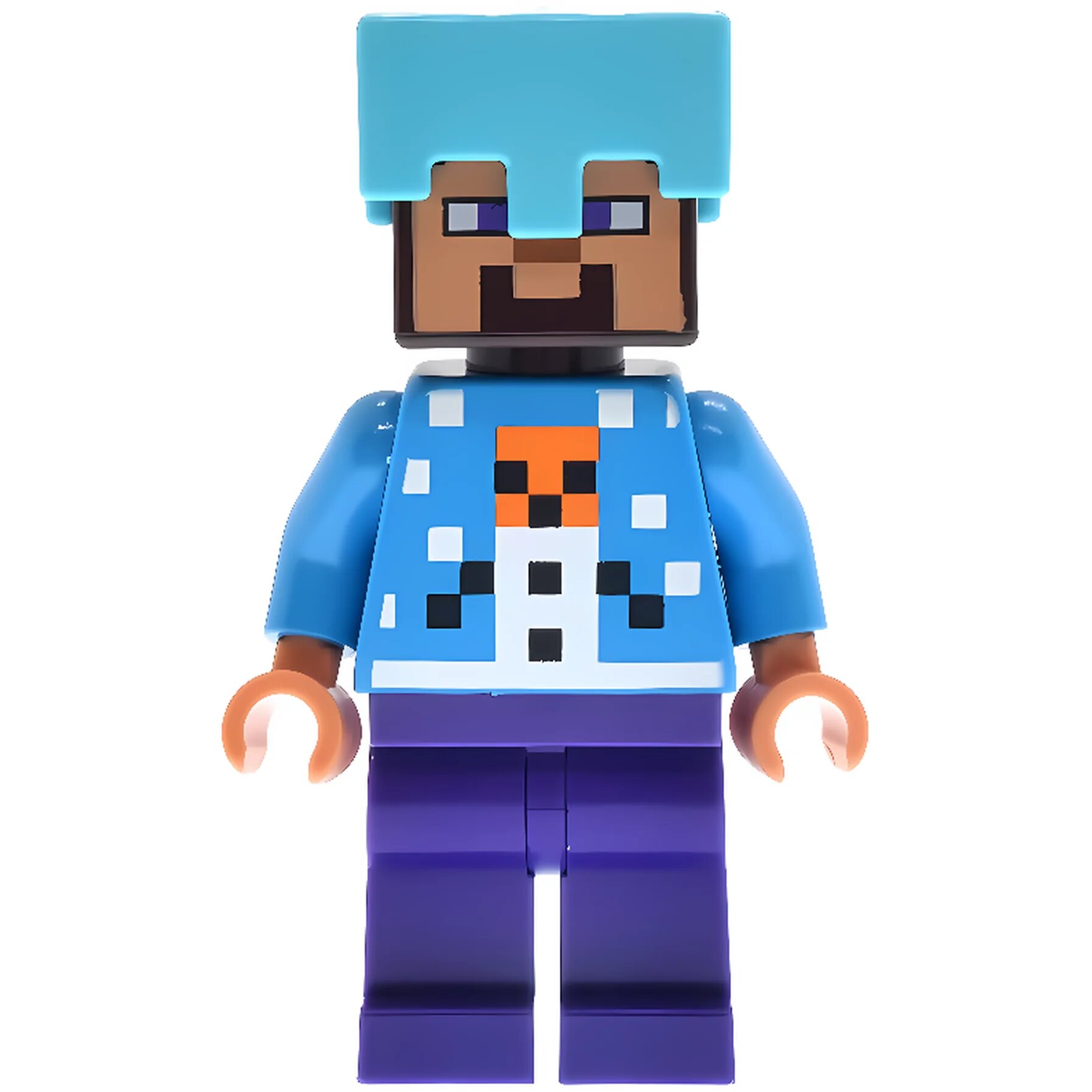 Минифигурка Lego Minecraft Steve - Holiday Snow Golem Sweater, Medium Azure Helmet min237 N