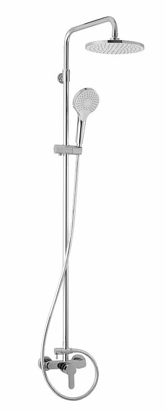 Душевая стойка AZARIO Tevis AZ-15780161 со смесителем, хром, глянцевая, душевая система с тропическим душем, с лейкой, латунная, рычаг сбоку