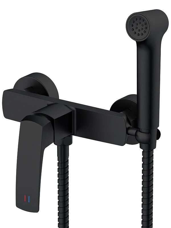 Гигиенический душ AZARIO Conda AZ-K2511B со смесителем, черный, матовый, латунь, рычажный, смеситель для биде