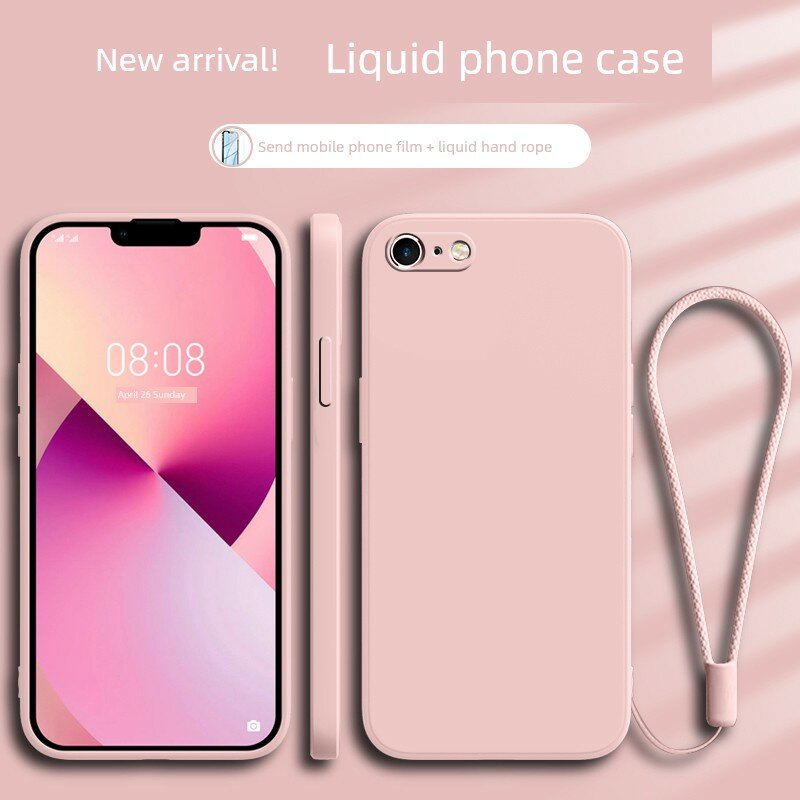 Защитное стекло для iPhone 6 Сакура-розовый с совместимым силиконовым шнуром, полная защита для Apple iPhone 6